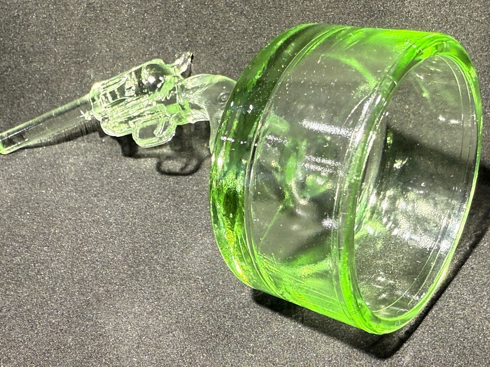 Green Vaseline glass Colt Revolver pistol uranium cowboy army gun ...