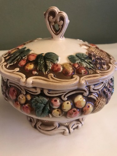 Lefton Candy Dish with Lid Fruits, Pineapple and Grapes | eBay