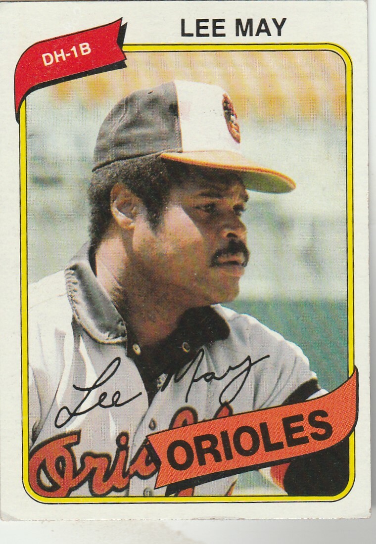 FREE SHIPPING-NRMINT TO VG-1980 Topps #490 Lee May Orioles PLUS BONUS ...