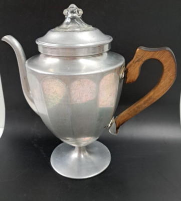 VTG PYREX Flameware Aluminum Percolator Coffee Tea Pot Art Deco Silver ...