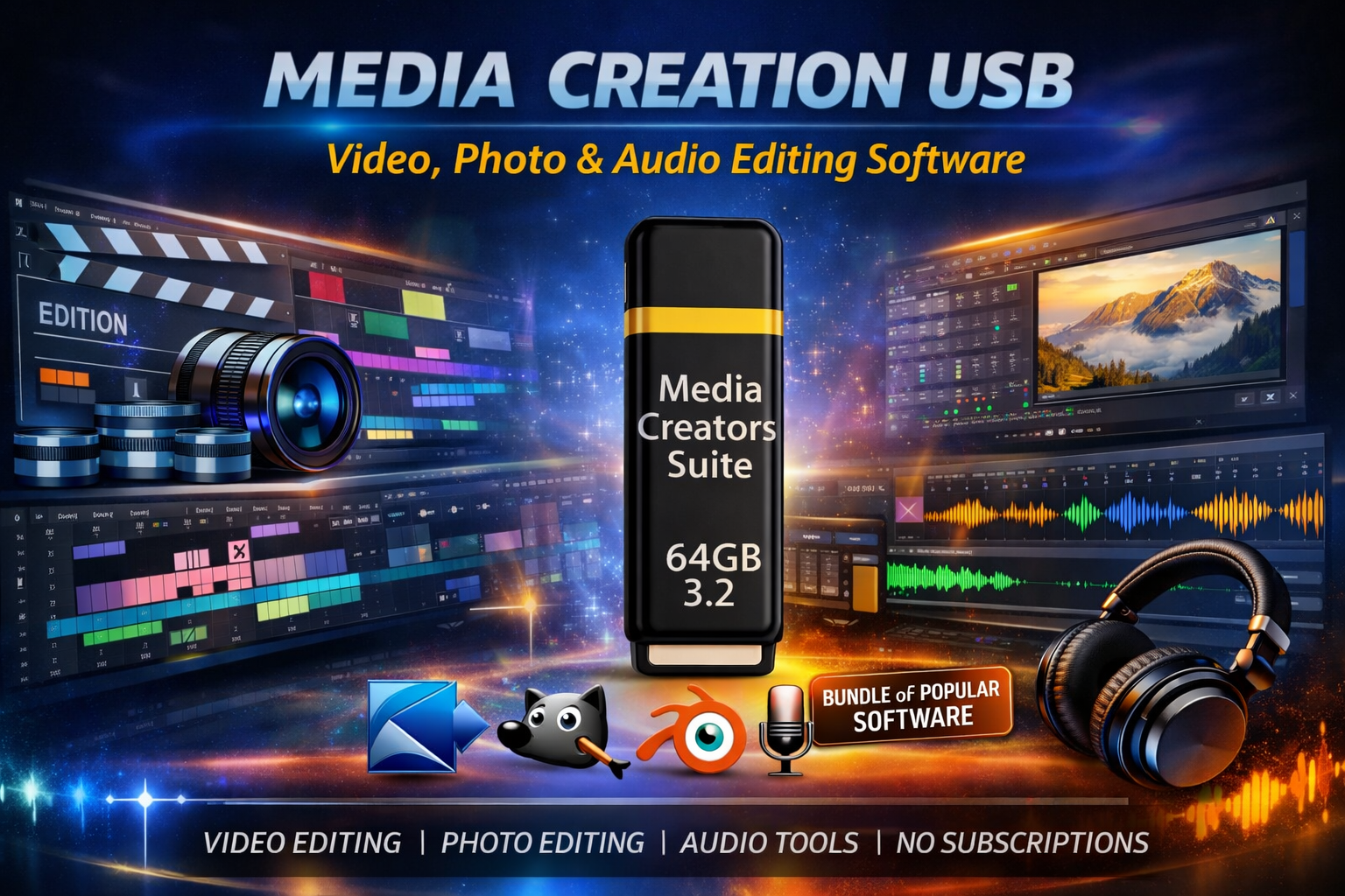 Video Photo Audio Editing Software USB | Professional Media Creator ...