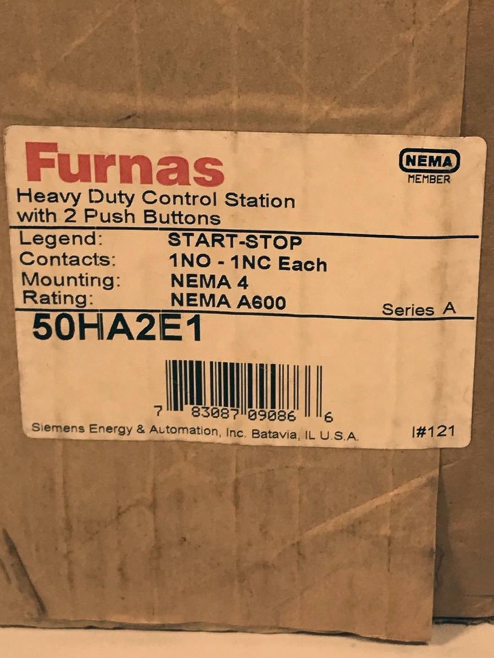 Furnas 50HA2E1 2 Button HD Start Stop Push Button Control Station NOS ...