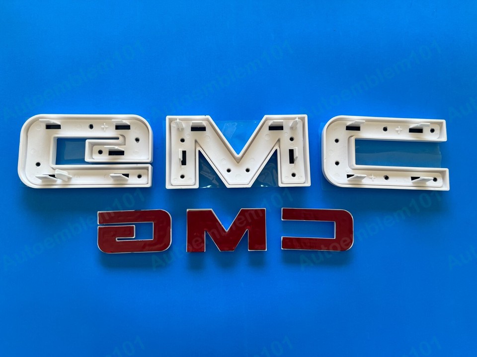 2021-2023 GMC Yukon Yukon XL Front & Rear Glossy White Black Emblem Kit ...