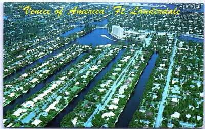Postcard FL Aerial View of Fort Lauderdale Venice of America Florida P2 ...