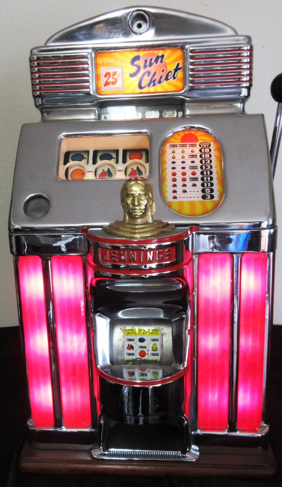 Jennings 25c Red Lite Up Sun Chief Slot Machine | eBay