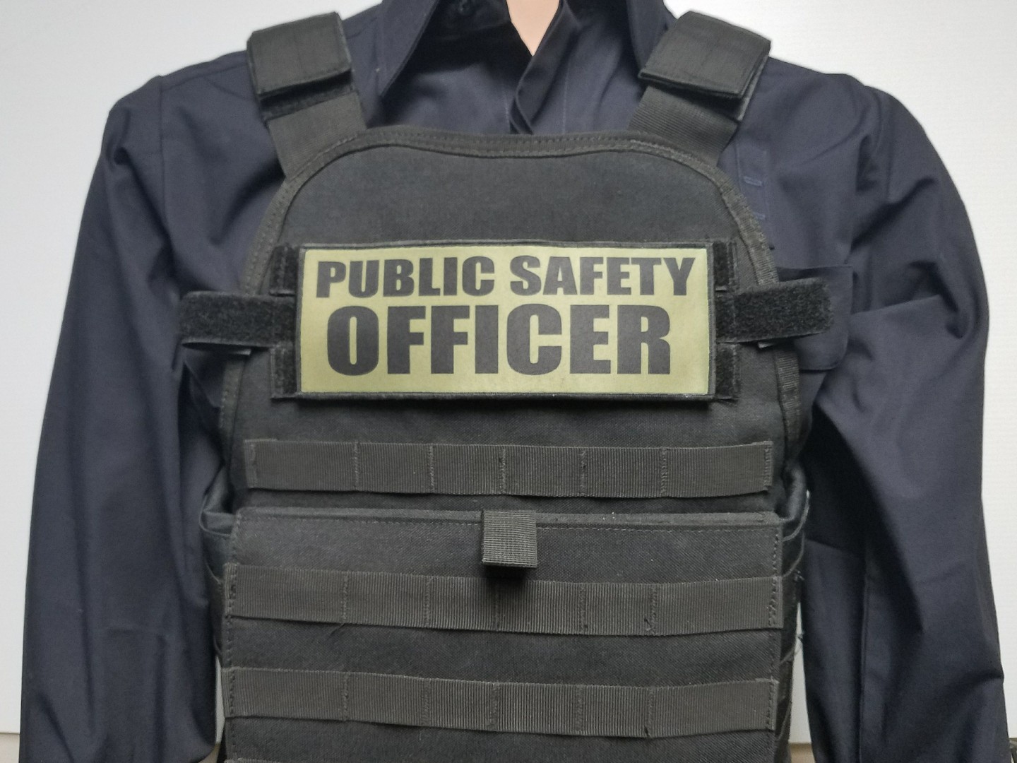 3x8" PUBLIC SAFETY OFFICER OD Green Hook Back Plate Carrier Patch ...