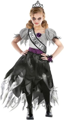 Kids Zombie Prom Queen Halloween Costume + Tiara Scary Spooky Girls ...