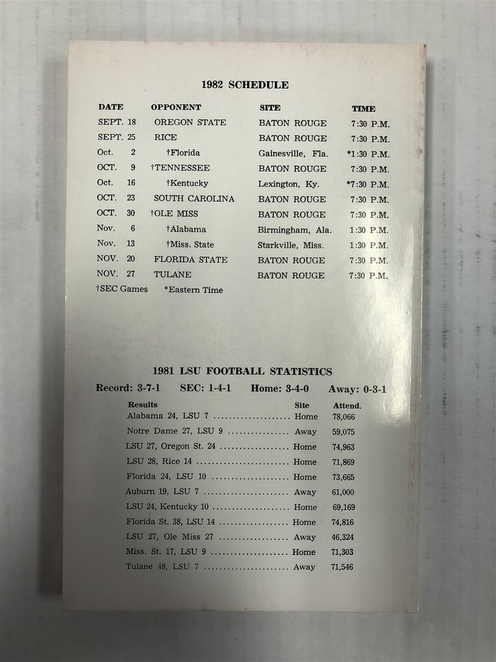 LSU 1982 FIGHTING TIGERS FOOTBALL MEDIA GUIDE | eBay