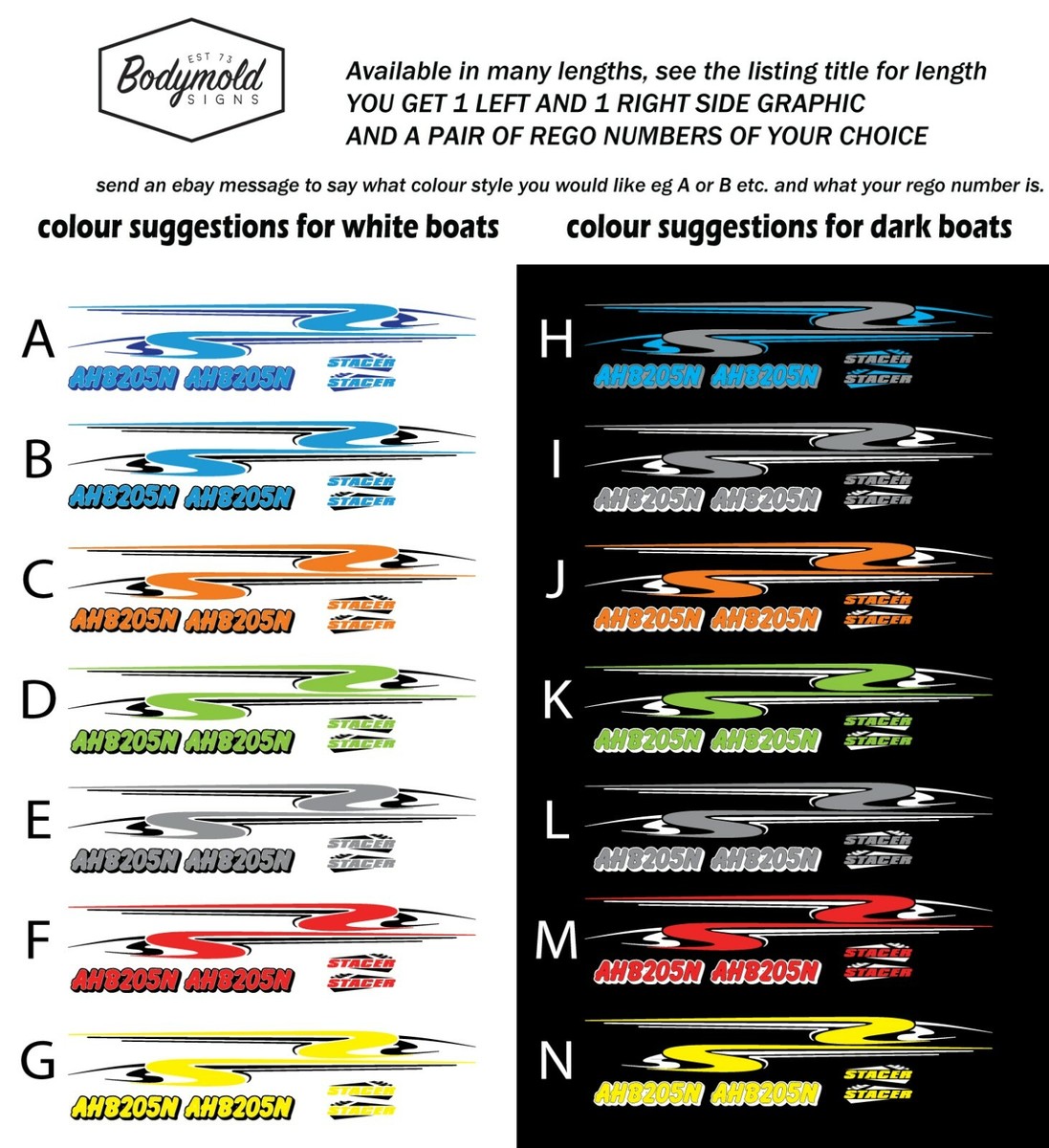 Stacer Logo Stacer Decal Kit 2100mm Long With Rego Numbers | EBay