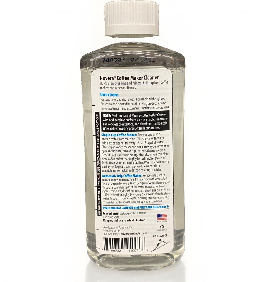 Nuvera Coffee Maker Cleaner Removes Lime Build-Up Single & Multi-Cup ...