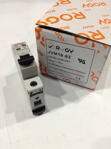 JVM1C03 Rogy Din Rail Circuit Breaker UL Listed 1P 3A 277V (New) Box Of ...