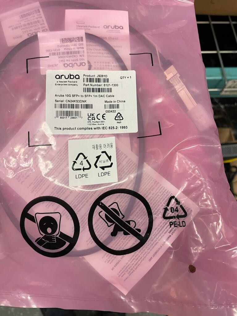 Aruba J9281D 10G SFP+ To SFP+ 3.28ft DAC Cable - Red for sale online | eBay