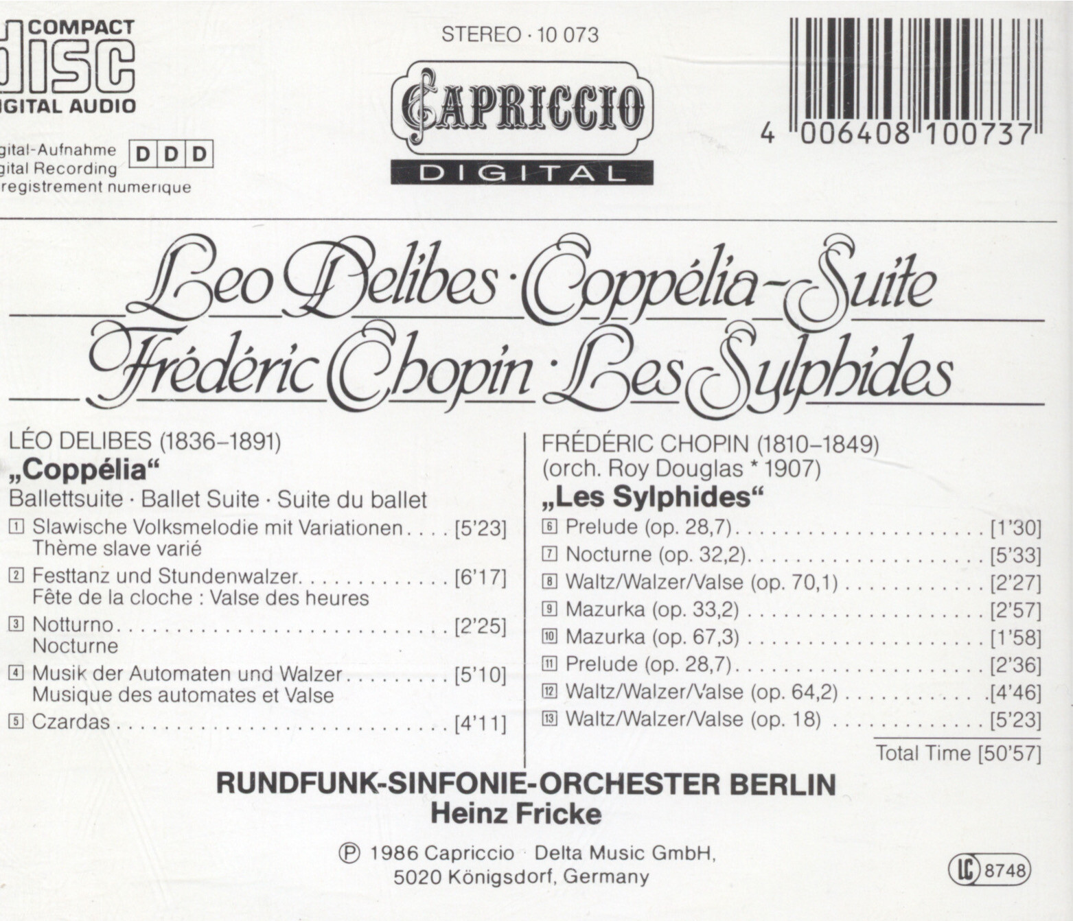 L. Délibes: Coppélia - F. Chopin: Les Sylphides (Heinz Fricke,CD | eBay ...