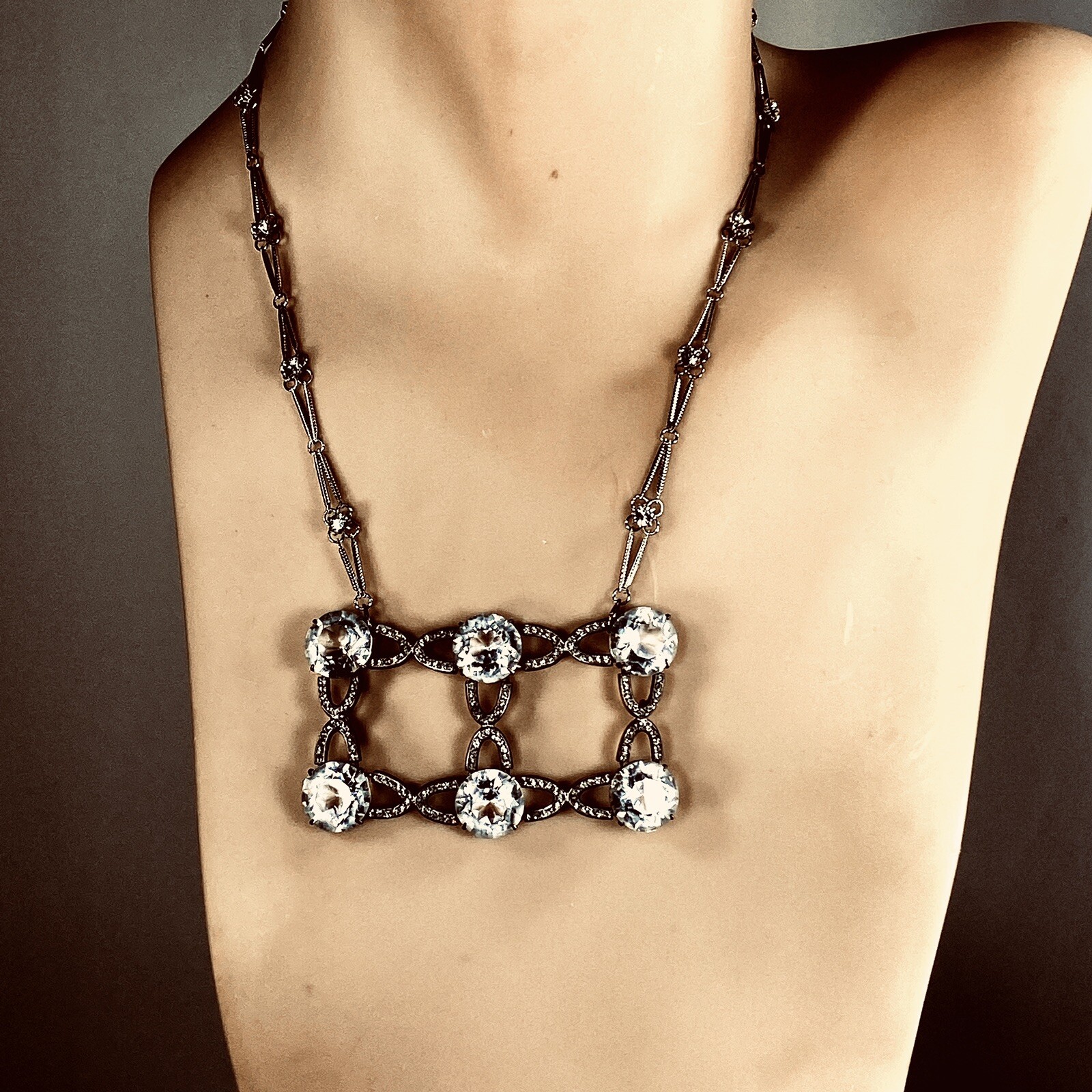 Large Open Back Rhinestones in Rhinestone Frame Pendant on Rhinestone ...