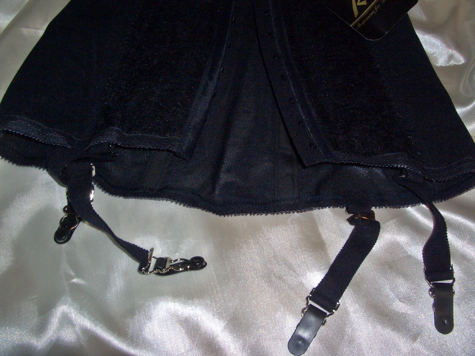 Vintage RAGO edler strammer Straps Mieder Hüfthalter Spitze S schwarz ...