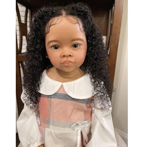 32 inch Realistic Toddler Reborn Baby Doll Girl Lifelike Long Black ...