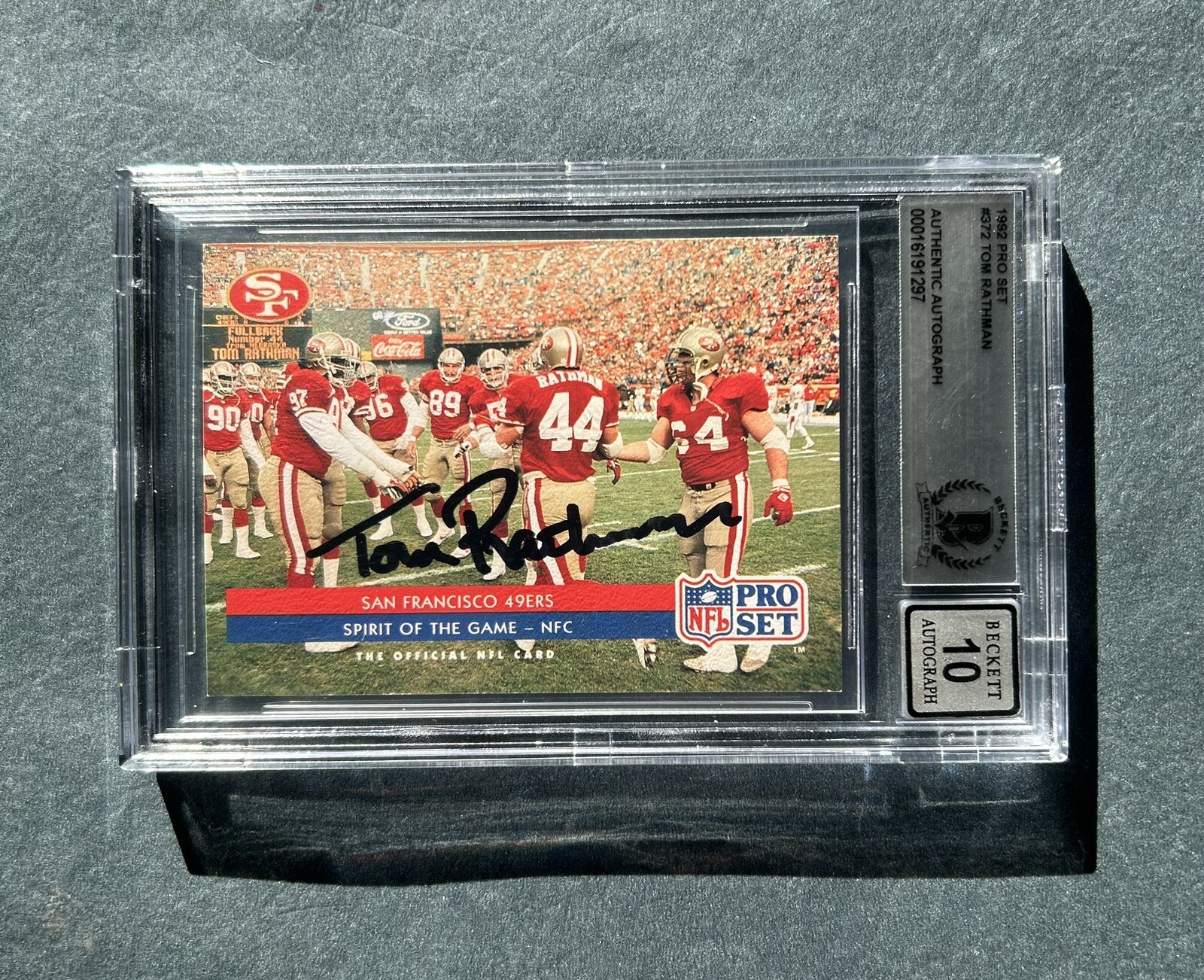1992 Pro Set Tom Rathman signed.49ers Auto.BAS "10" Autograph Card NM ...