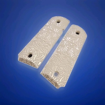 1911 Grips Full Size Ambi Safety Cut Thor's Mjolnir Rune Pearl White | eBay