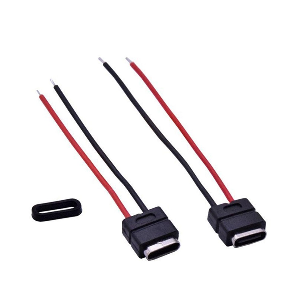 10PCS Waterproof 2PIN TYPE-C Connector Welding Wire Female Socket High ...