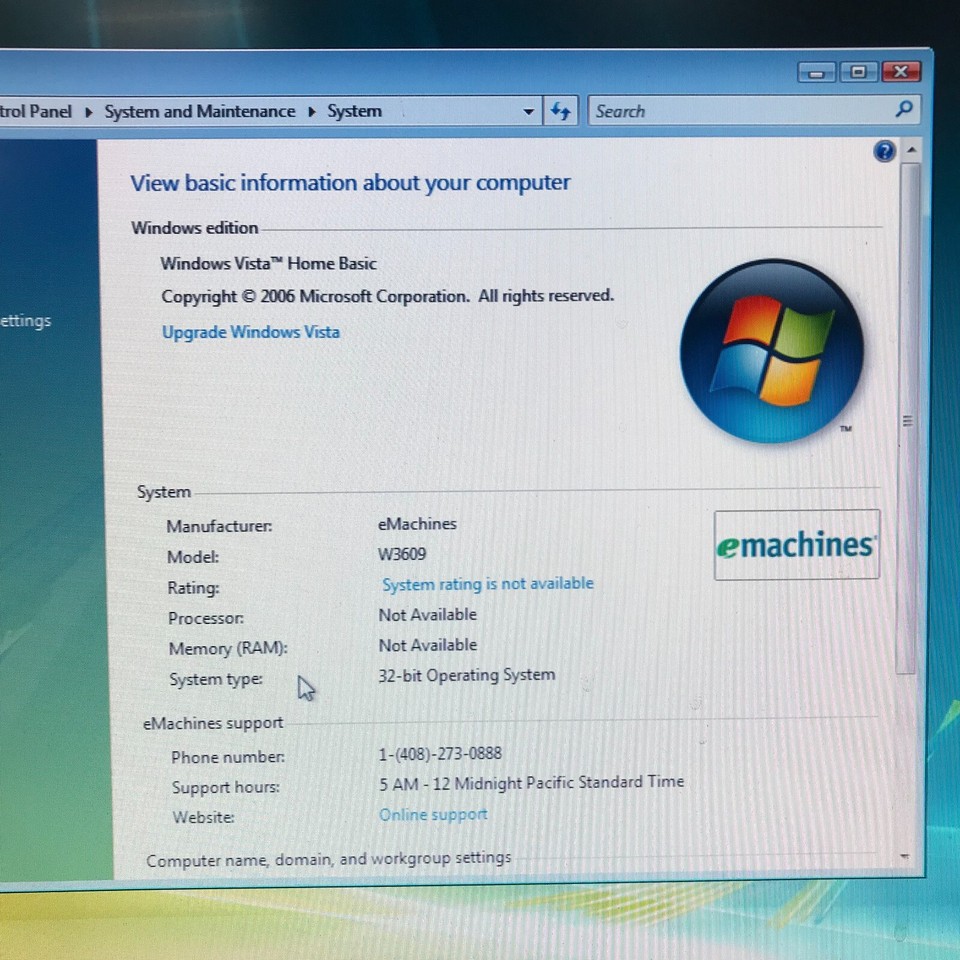 eMachines W3609 PC for Retro Gaming Celeron D 3.33GHz 512MB RAM ...
