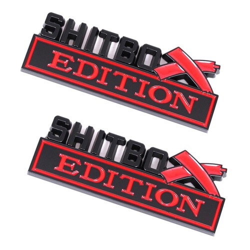2pcs Red Black SHITBOX EDITION Emblem Car Fender Rear Trunk Decoration ...