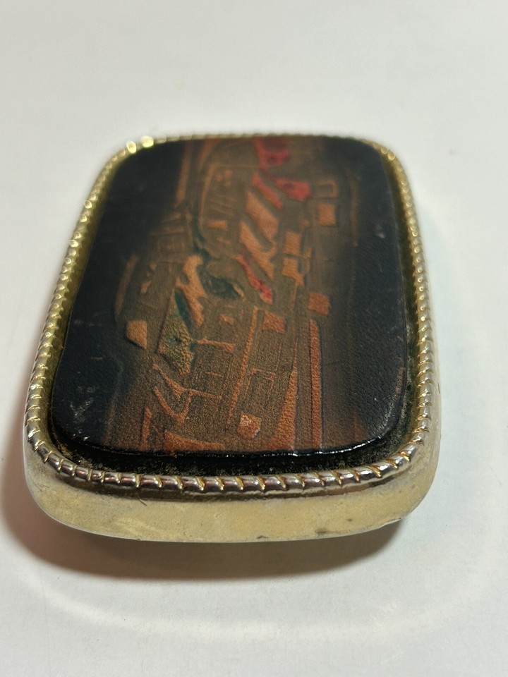 Vintage USA Made Painted Leather Race Muscle Cars Men’s Belt Buckle ...