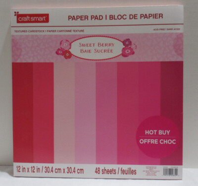 Craft Smart Textured Cardstock Paper Pad 12" x 12" SWEET BERRY solid ...