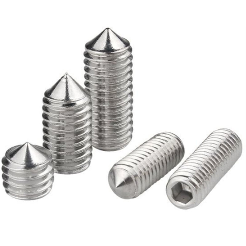 M6 304 Stainless Steel Grub Screws Cone Point Hex Socket Set Screws ...