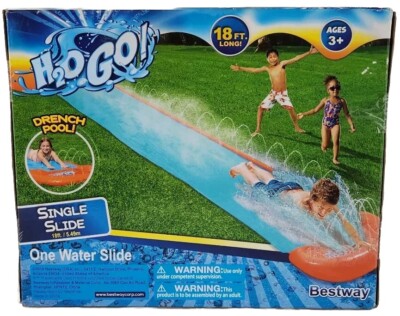 H20 Go Single Water Slide Drench Water Pool Slip N Slide 18 Ft. New! | eBay