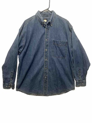 SEDGEFIELD Denim Long sleeve Button Up Shirt Blue Mens L | eBay