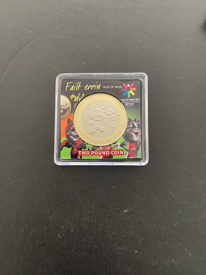 GC Tosha Cat £2 Coin IoM Commonwealth Youth Games Toshi Cat Two Pound ...