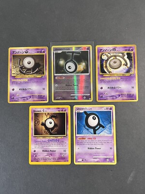 5 Unown Pokemon Card Collection WOTC Japanese Neo Vintage Reverse Holo ...