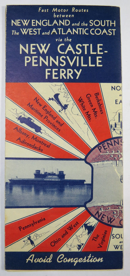 New Castle Pennsville Ferry Road Map Brochure Fast Motor Routes 1941 | eBay