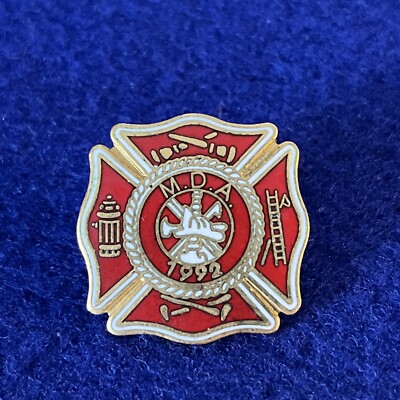 1992 MDA Pin Badge Muscular Dystrophy Firefighter Maltese Cross Lapel ...