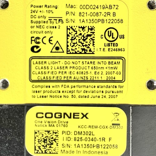 Cognex DM302L 821-0087-2R B 825-0340-1R F Barcode Scanner W/ 16mm/F8 ...