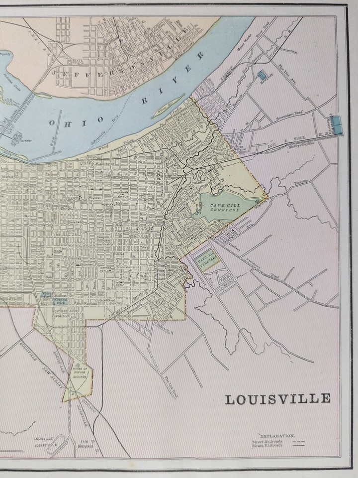 Vintage 1891 LOUISVILLE KENTUCKY Map 14"x11" ~ Old Antique Original ...