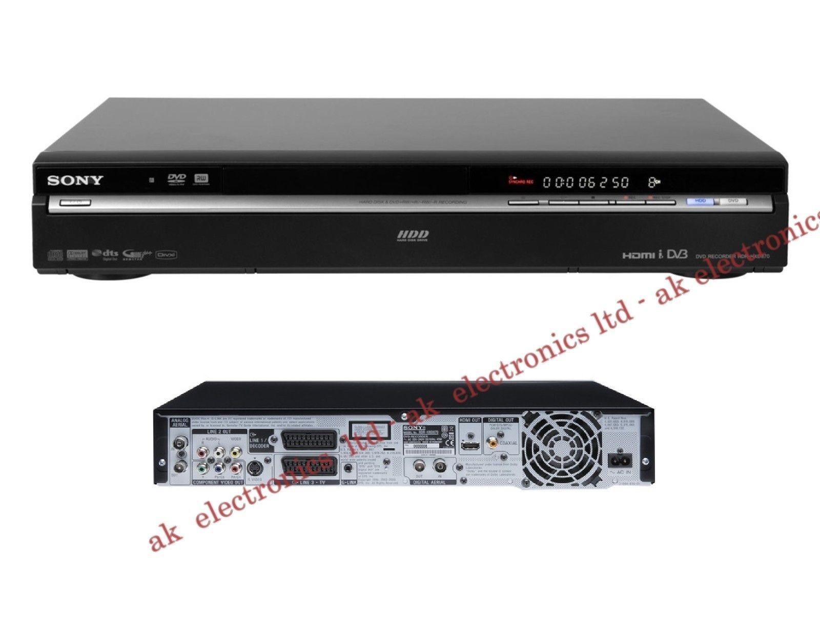 Sony Region Free RDR-HXD970 250GB DVD HDD Recorder Freeview HDMI Twin ...