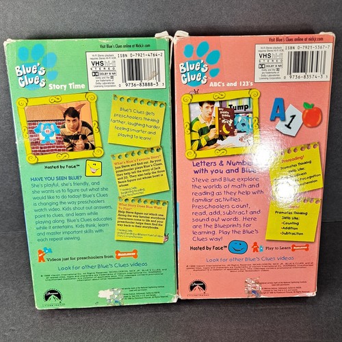 Blue's Clues VHS lot of 2 - Story Time ABCs & 123s Play Along With Blue ...