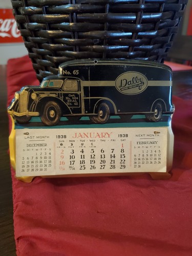 1938 Dalby Motor Freight Lines Metal Advertising Calendar Sign Trucking ...