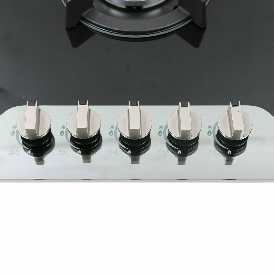 35.4" Gas Cooktop Stove Top 5 Burners Tempered Glass Built-In LPG/NG ...