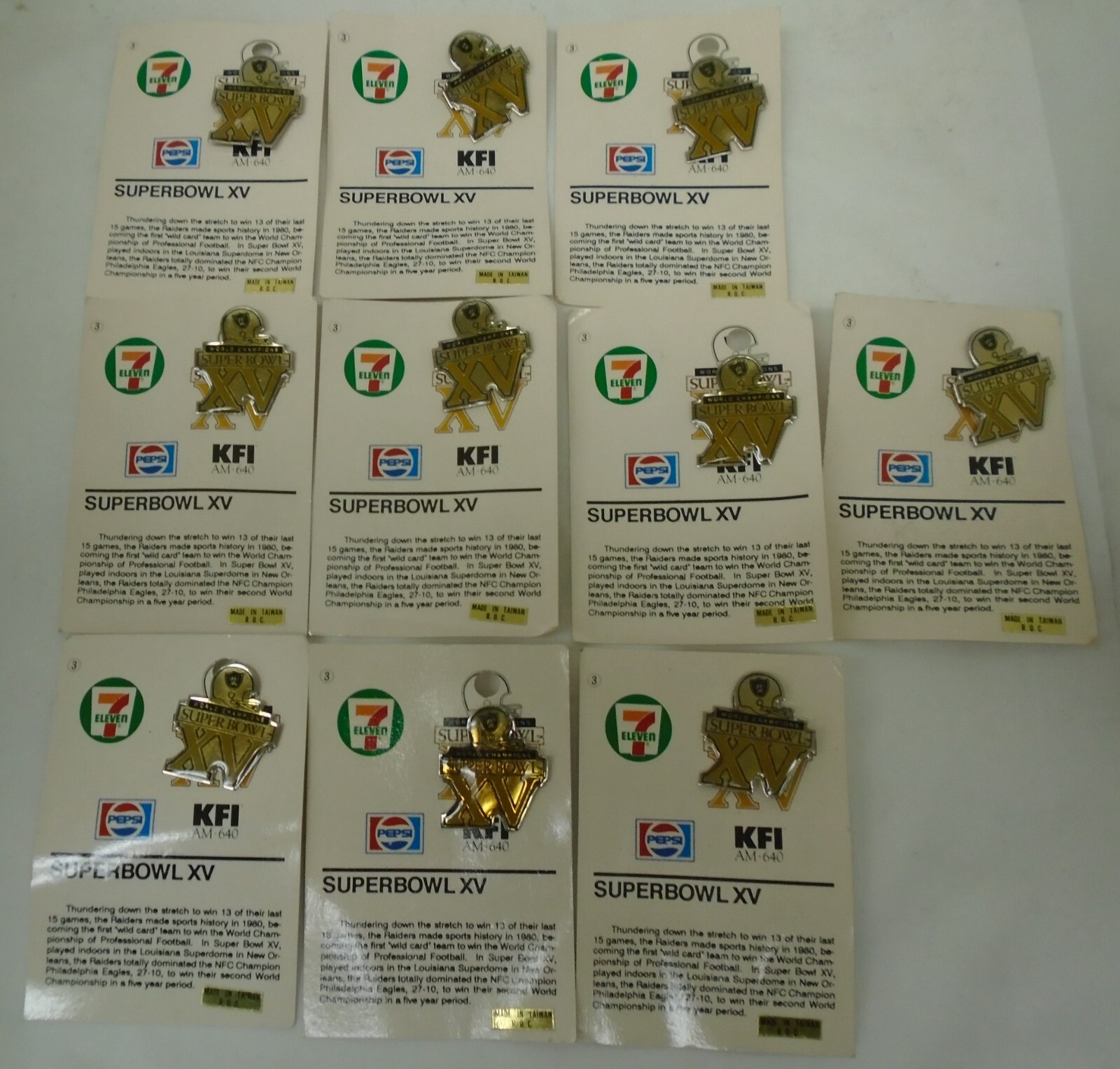 10 Oakland Raiders VINTAGE Super bowl XV Champions pin NFL Pepsi 7 ...