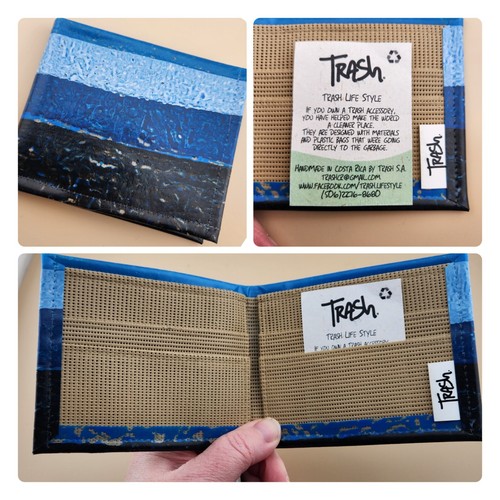 Trash Life Style Recycled Men's Wallet Blue Handmade NWT | eBay