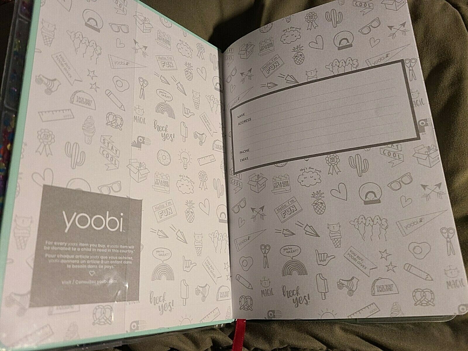 Yoobi Glitter Pockets Journal Green Hard Cover 6 x 8.5 Inches School ...