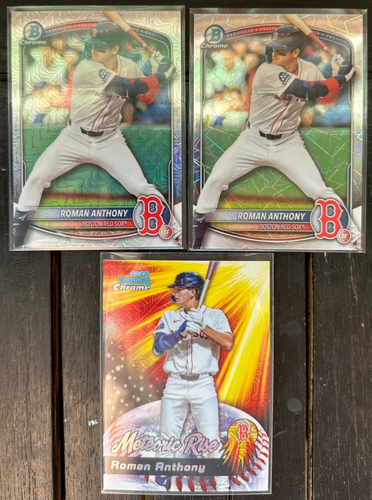 Roman Anthony 2025 Bowman Chrome 3 Refractor Card Lot Lazer Mojo Mega ...