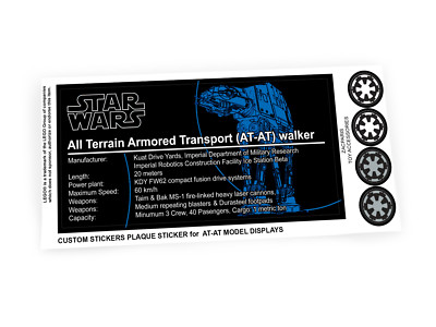 CUSTOMIZED STICKERS for AT-AT ATAT DISPLAYS, Set 8129 75054 , MODELS ...