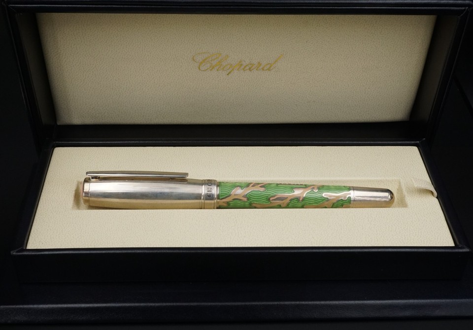 Chopard Sterling 18k Pink Coral Green Enamel Fountain Pen Limited ...