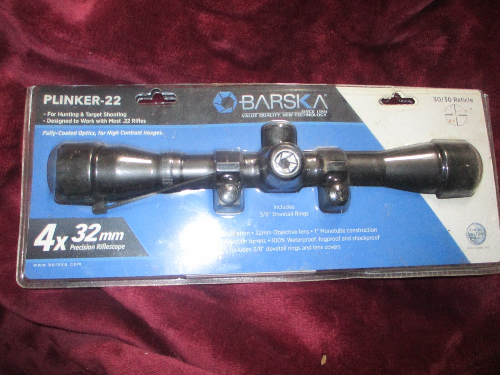 Barska Scope AC10039 Zoom 4x 32mm Plinker-22 Scope w Dovetail Rings ...