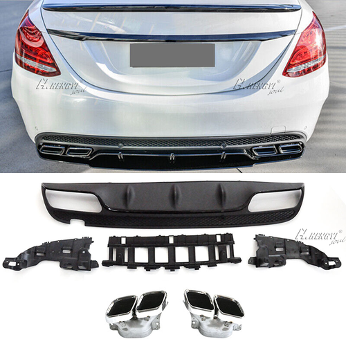 Rear Bumper Diffuser Set For Mercedes W205 4DR Sedan AMG Sport C300 ...