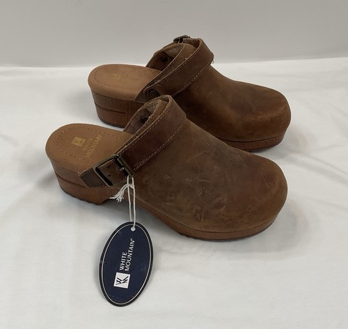 White Mountain Women’s Clogs W/Genuine Leather Upper Brown Size 7M | eBay