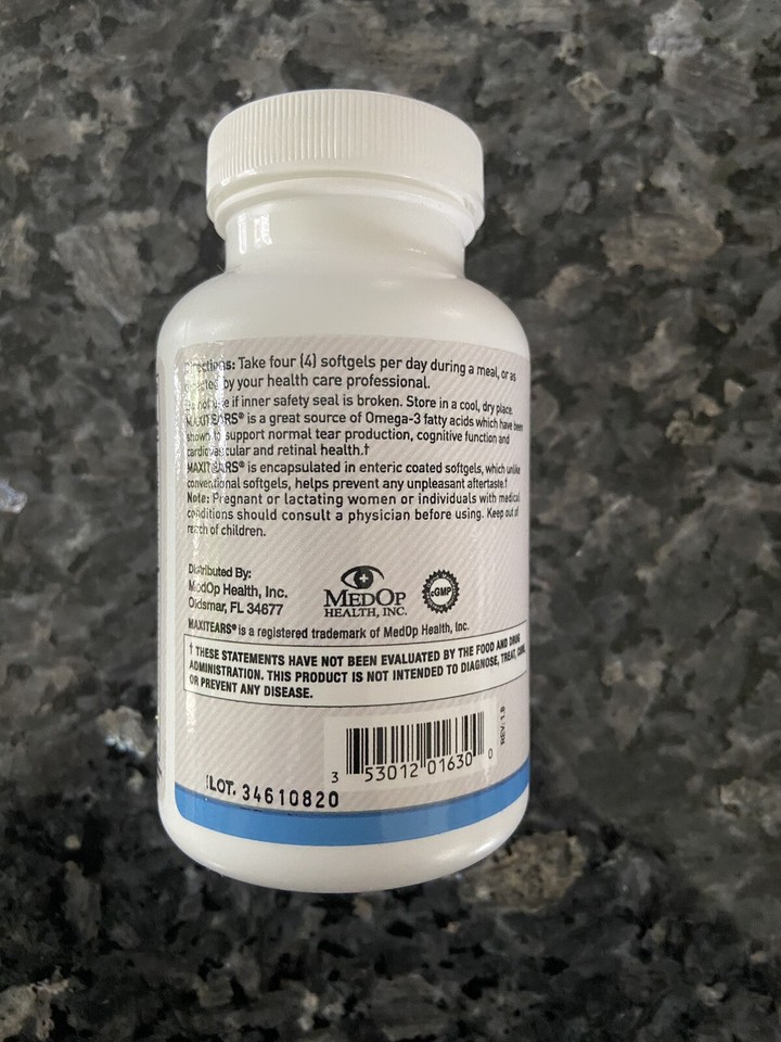 eyeThera MaxiTears Dry Eye Formula 120 Softgels | eBay